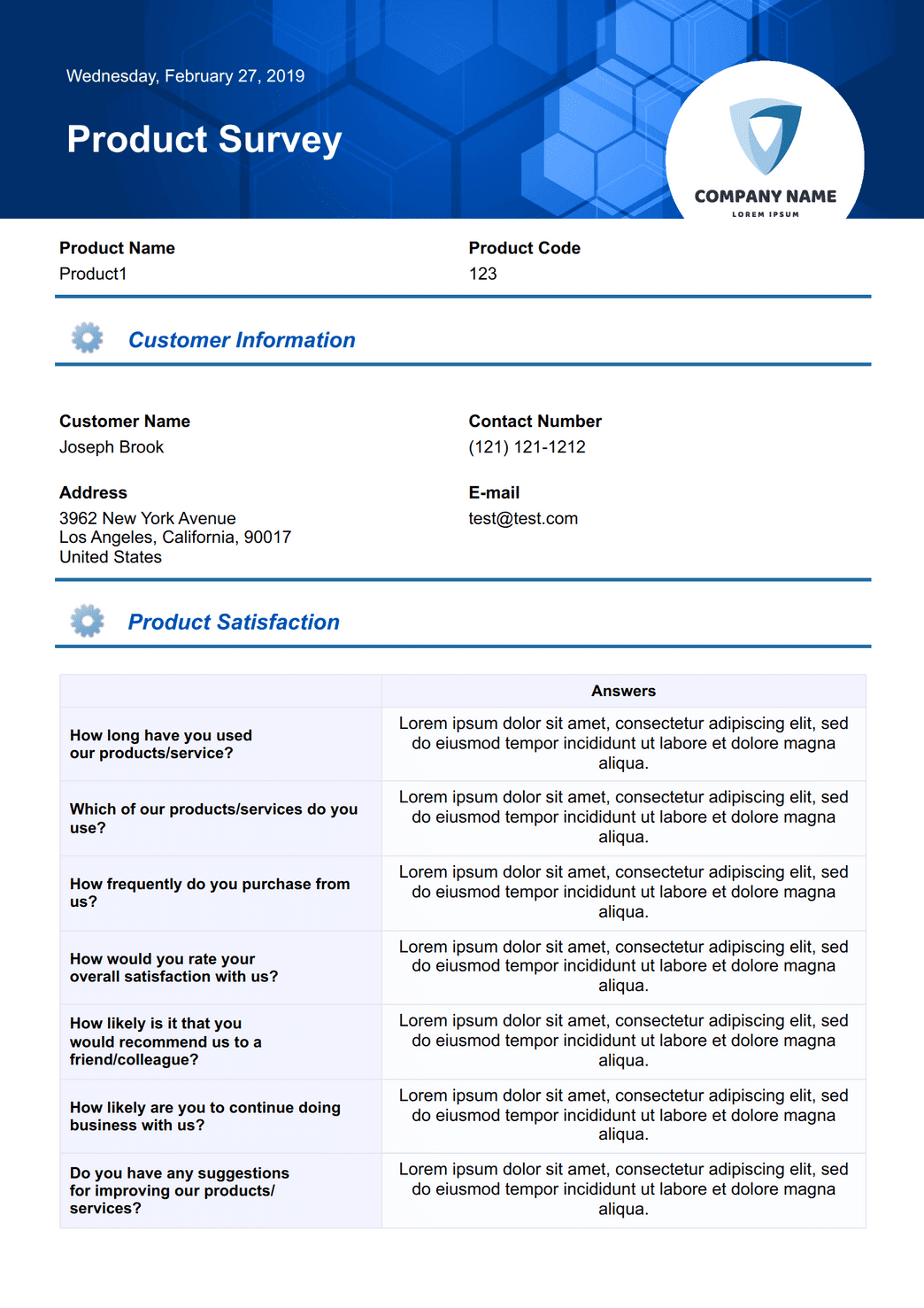 Product Survey Template - PDF Templates | Jotform