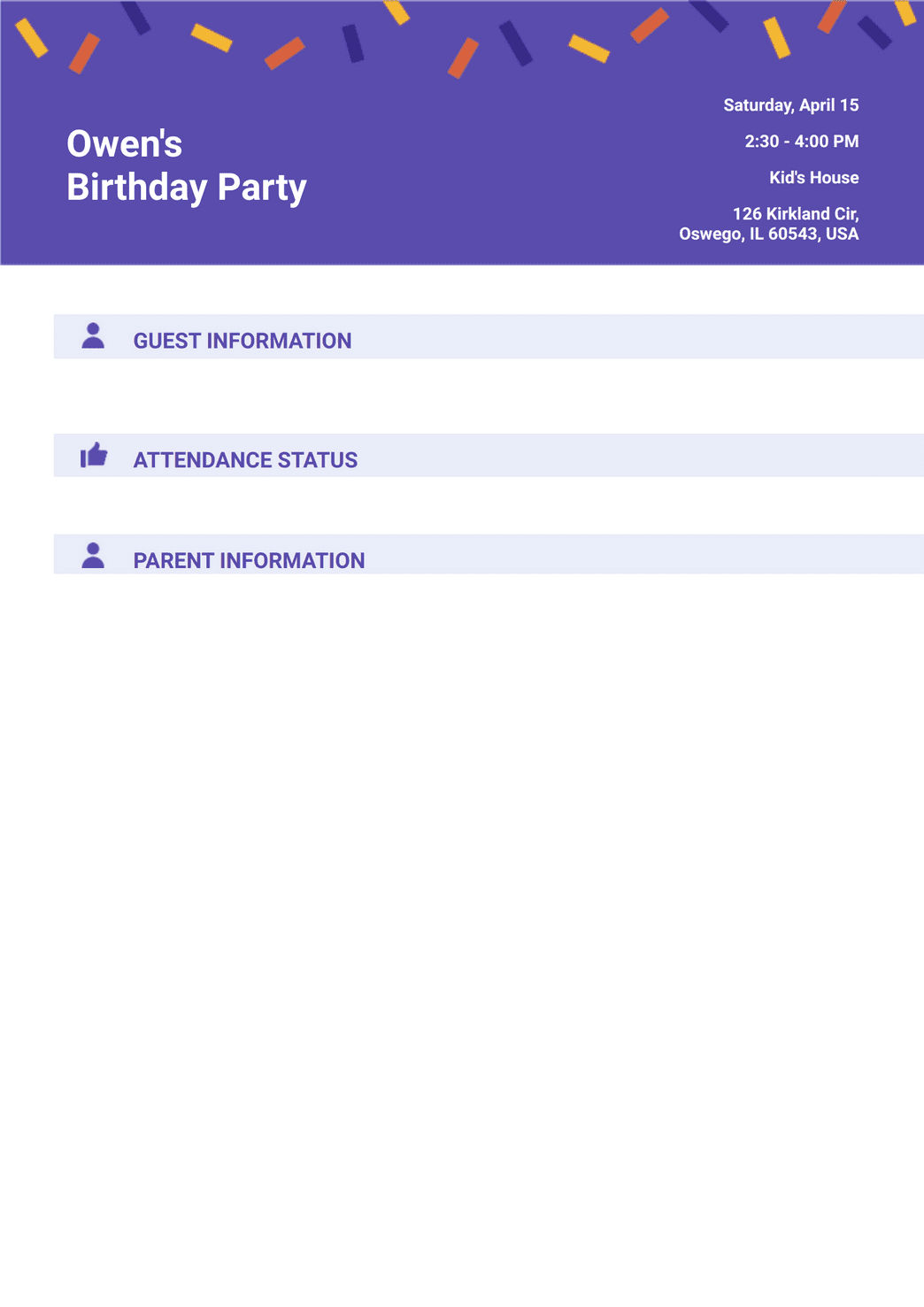 Professional Birthday Party Invitation Template - PDF Templates | Jotform