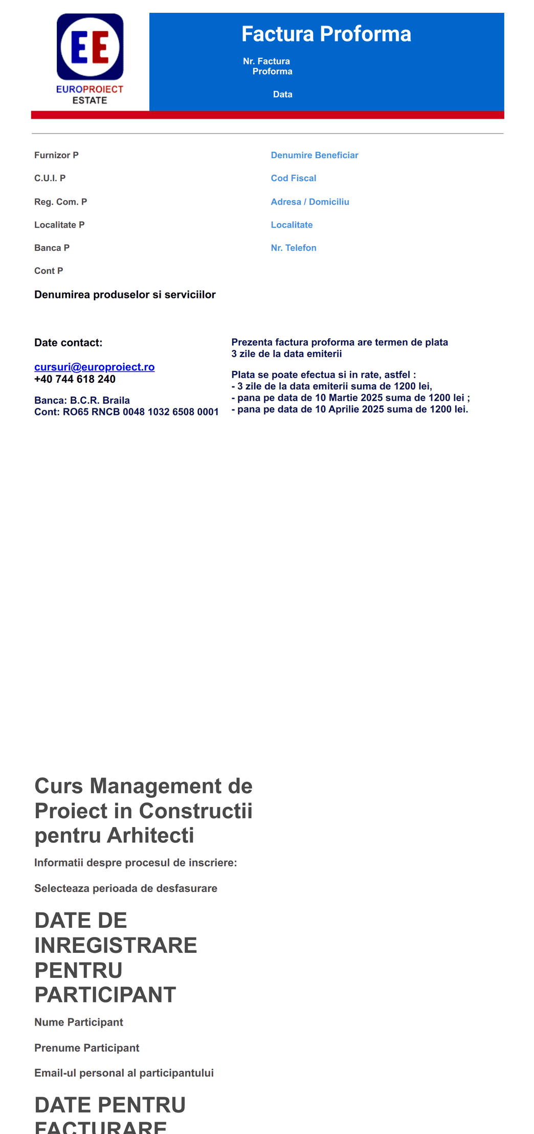 Proforma PM OAR PDF Template | Jotform