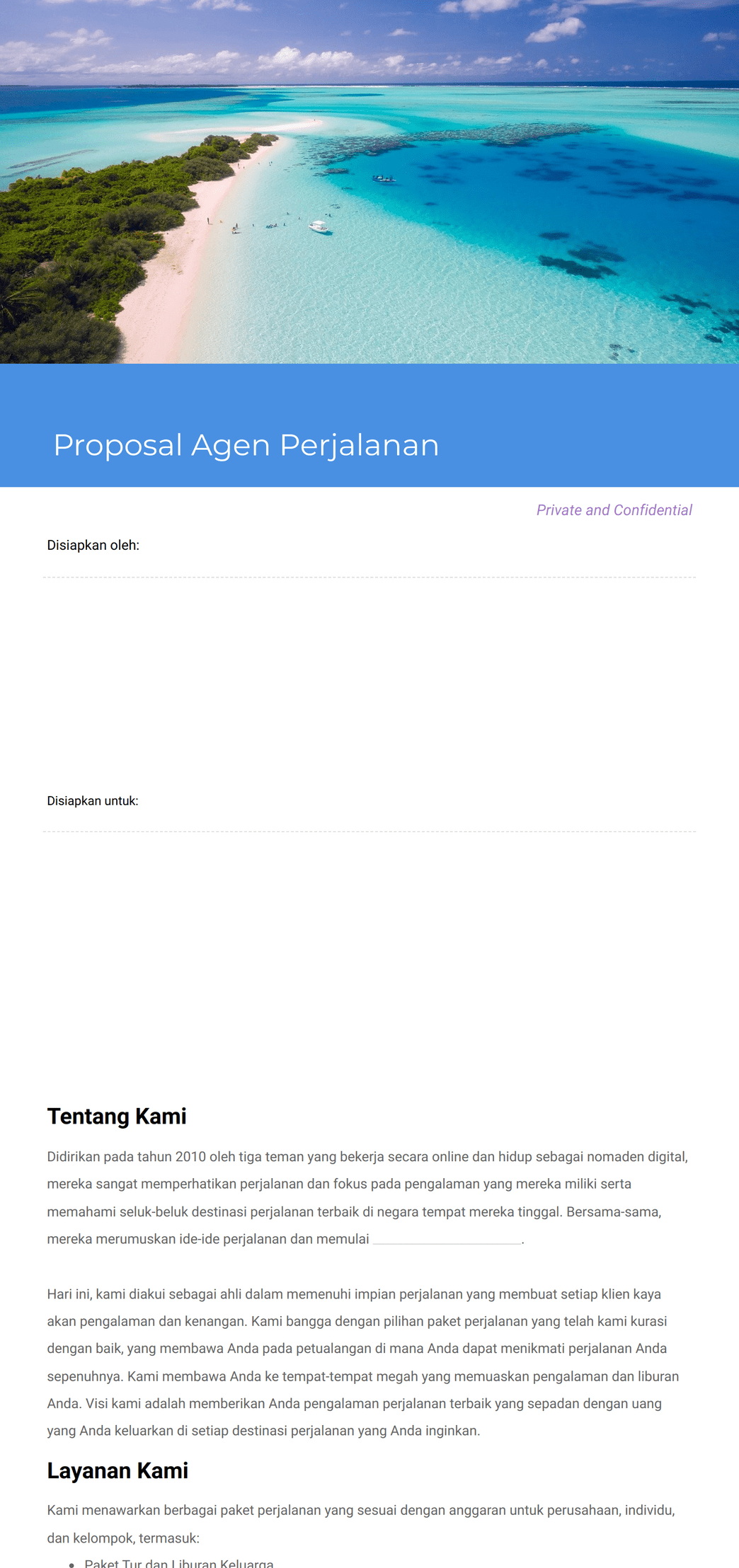 Proposal Agen Perjalanan - Templat PDF | Jotform