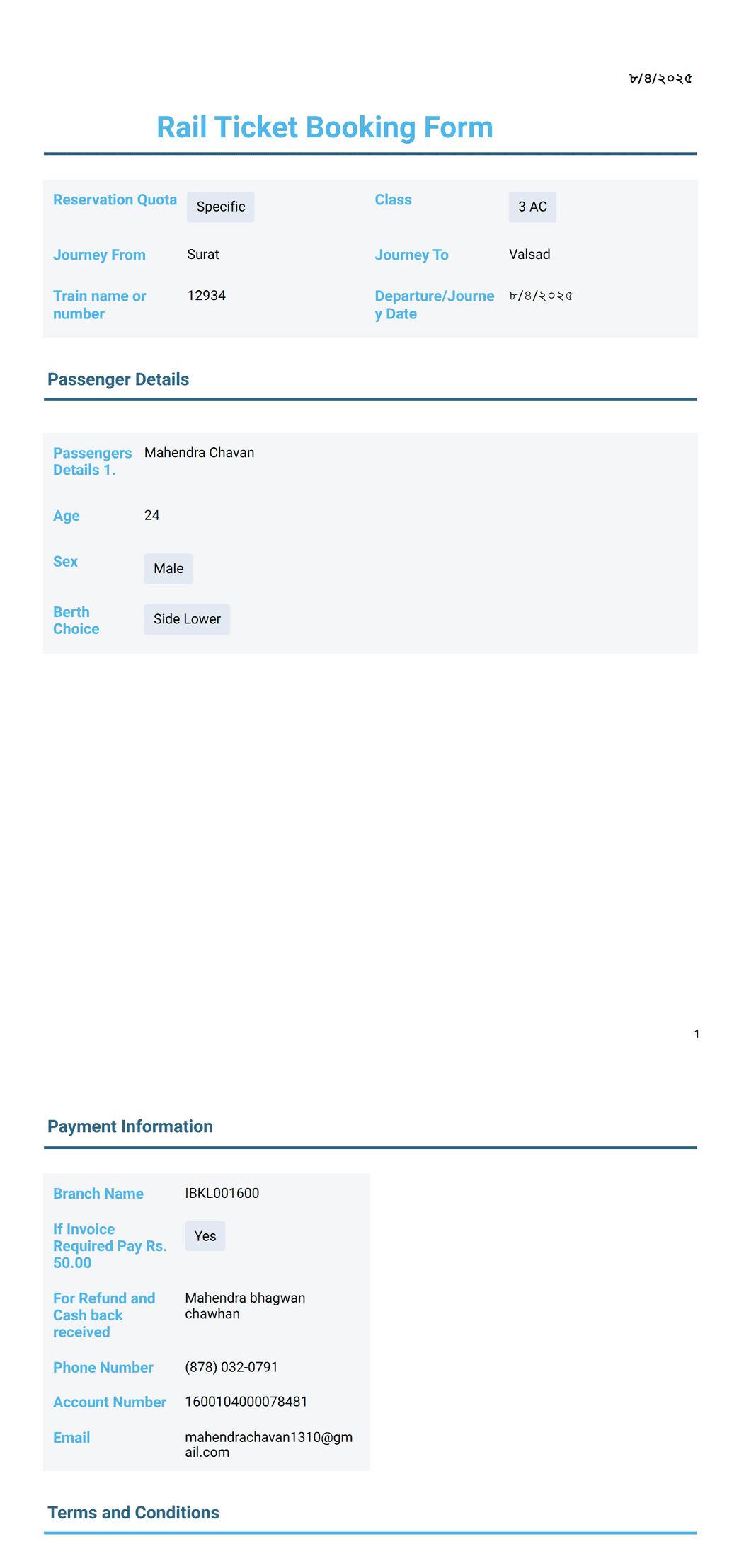 Rail Ticket Booking Template - PDF Templates | Jotform