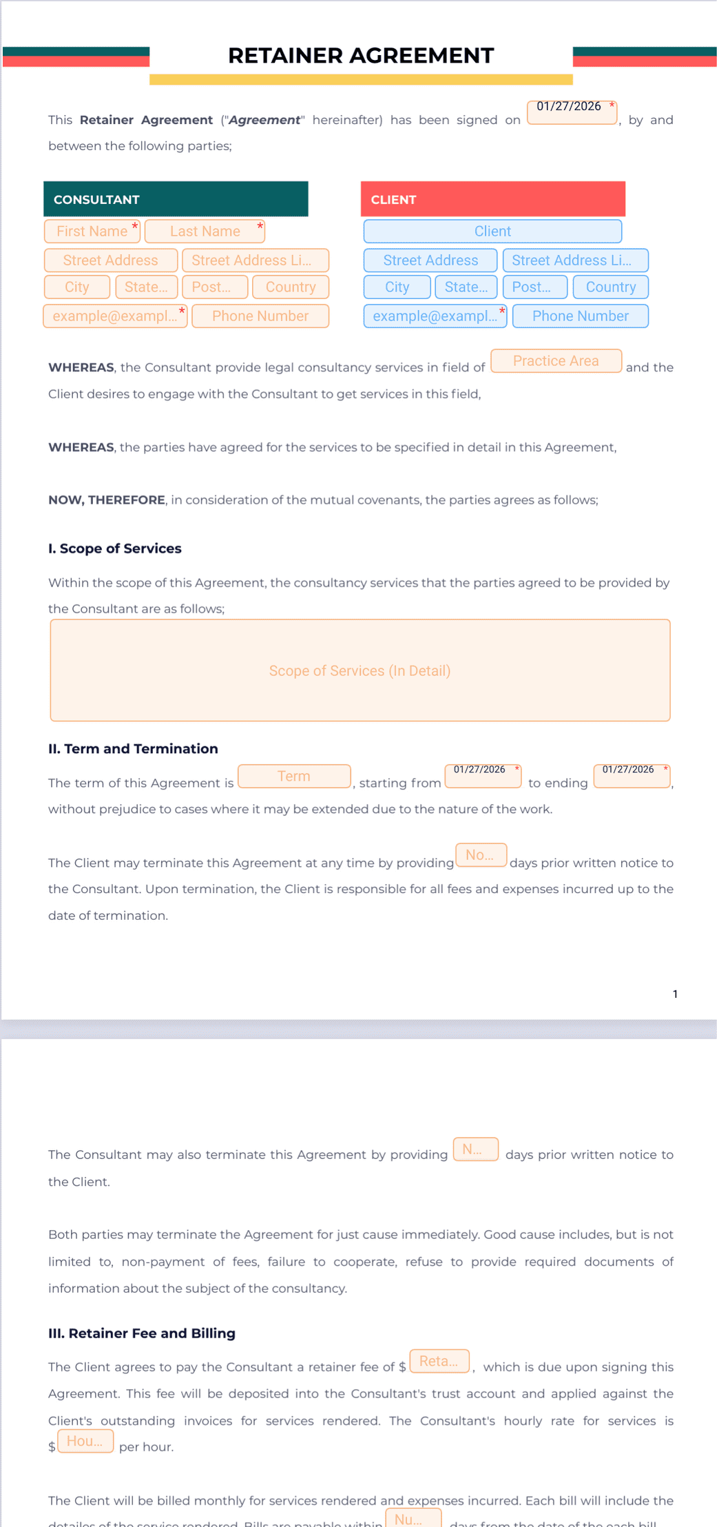 Retainer Agreement PDF Template | Jotform