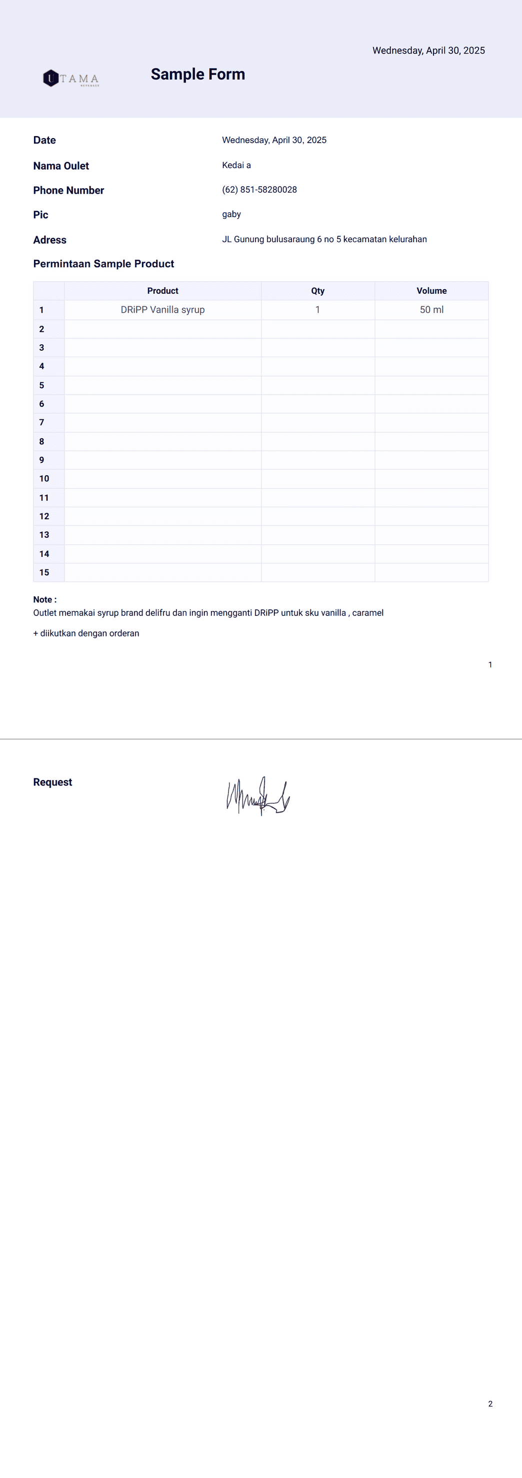 Sample form - Templat PDF | Jotform