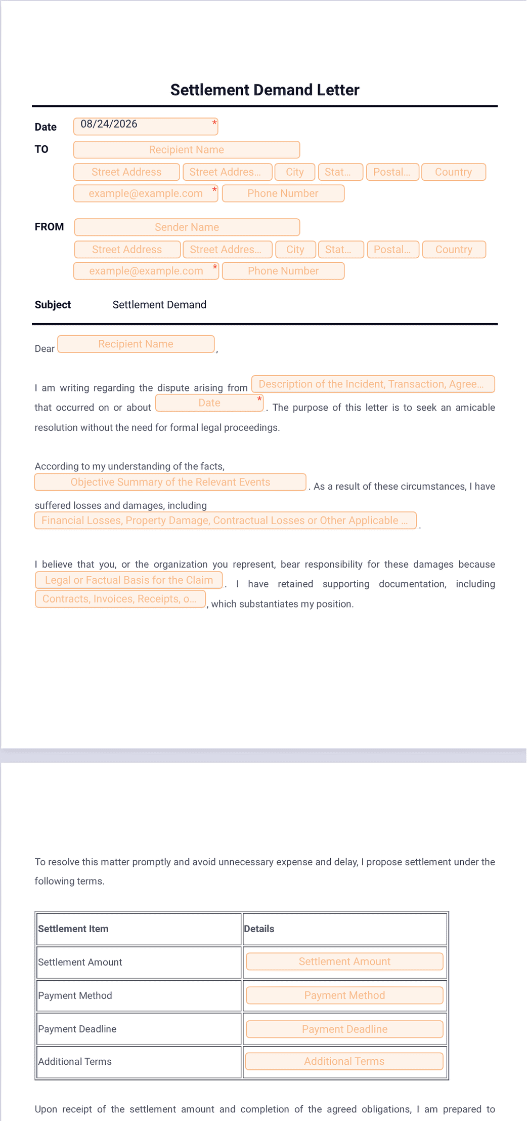 Settlement Demand Letter Template Pdf Templates Jotform