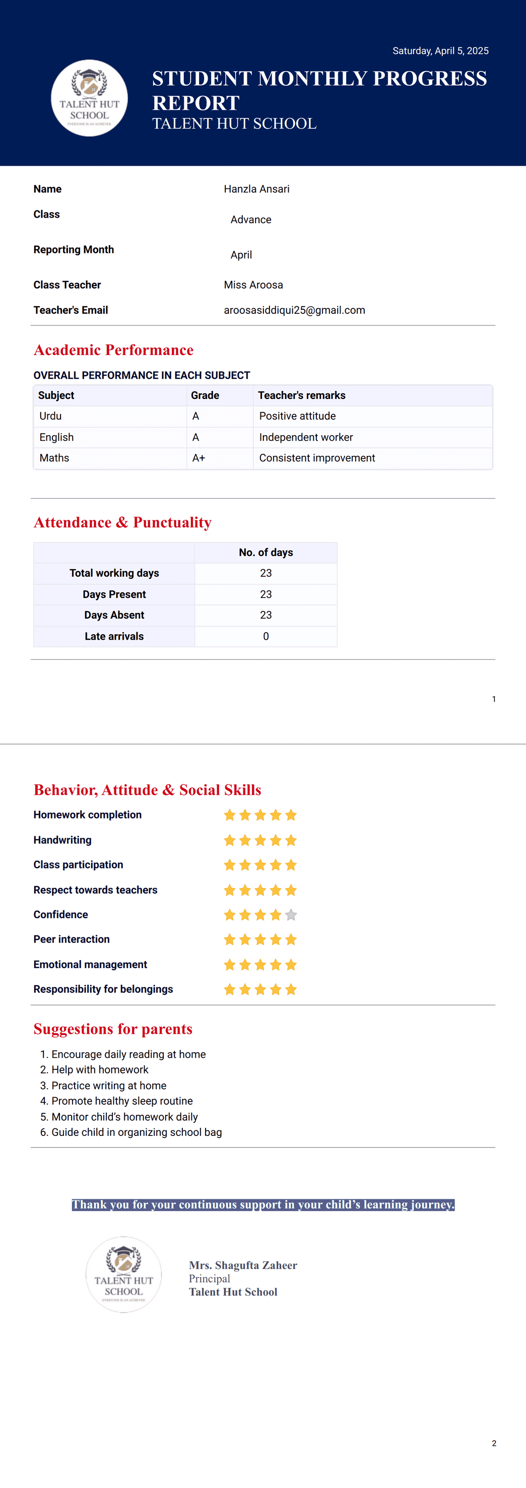 Student Monthly Progress Report - PDF Templates | Jotform Student Monthly Progress Report - PDF Templates | Jotform