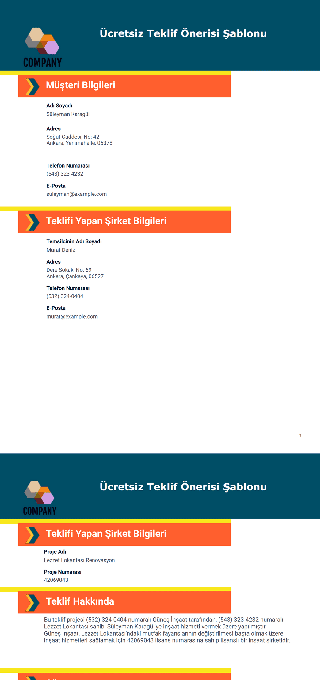 Teklif Önerisi Şablonu - PDF Şablonları | Jotform