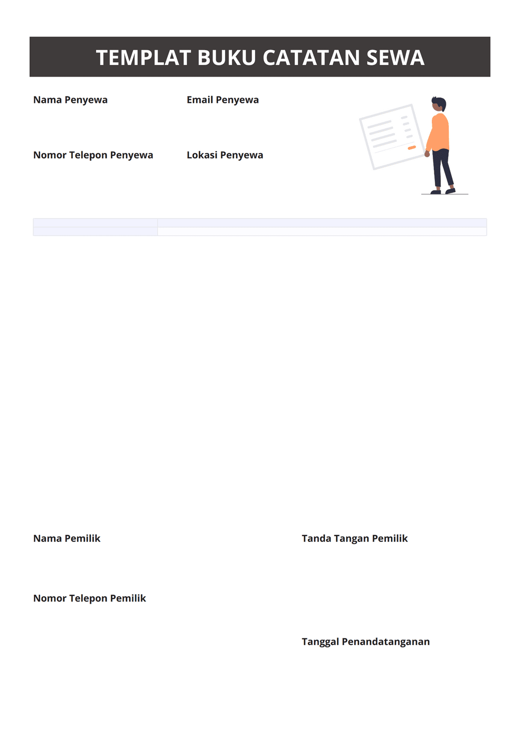 Templat Buku Catatan Sewa - Templat PDF | Jotform