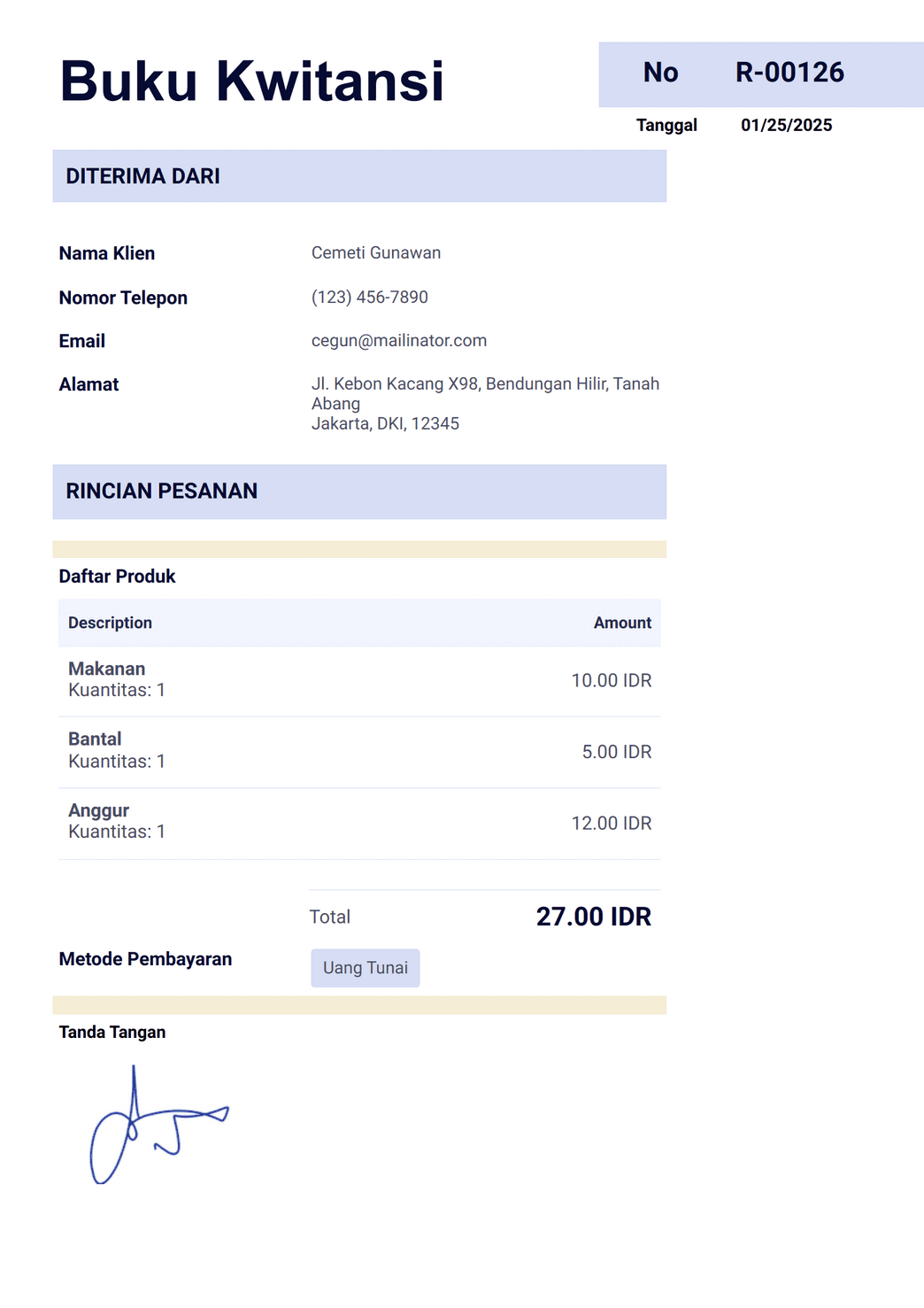 Templat Buku Kwitansi - Templat PDF | Jotform