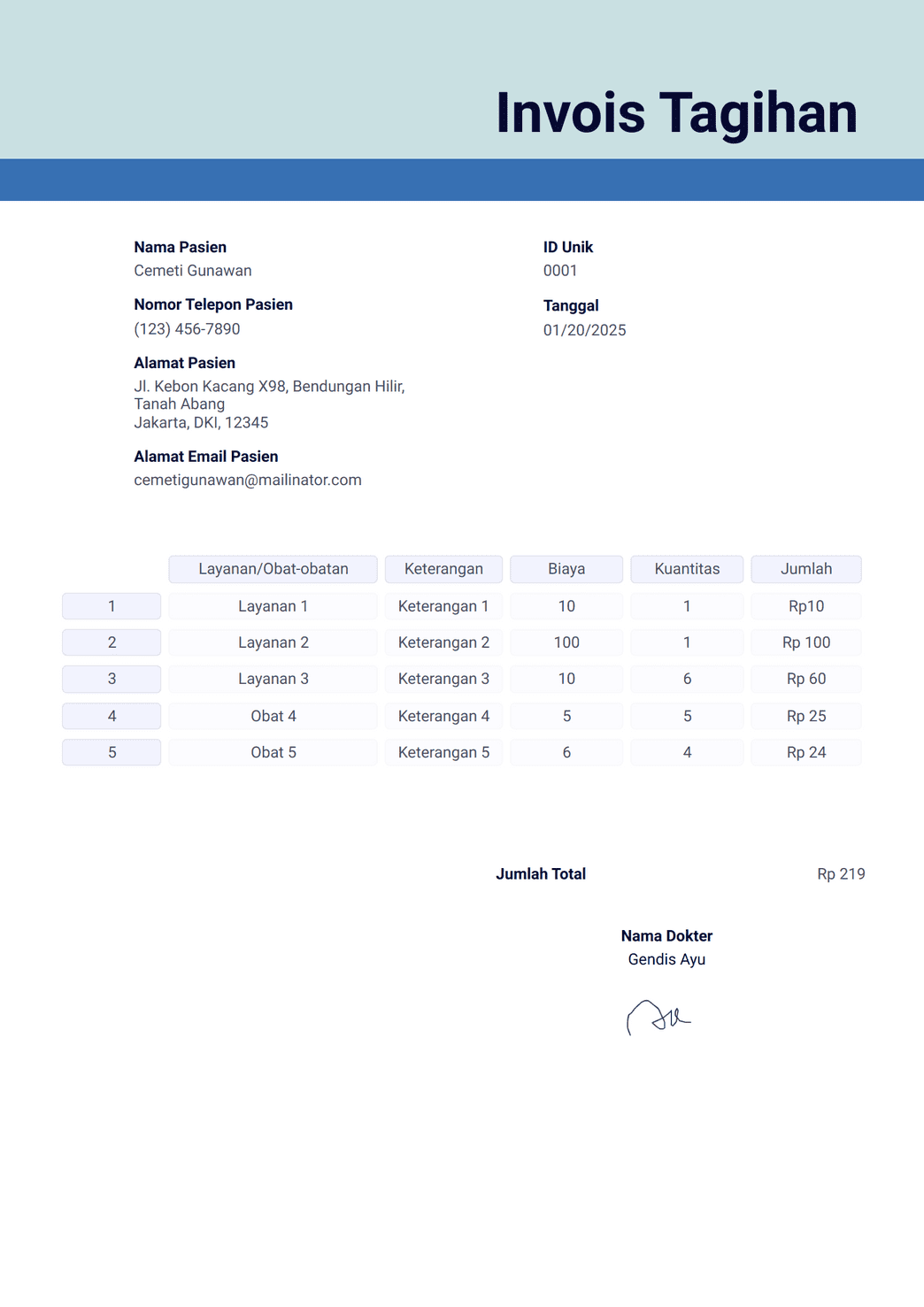 Templat Invois Tagihan - Templat PDF | Jotform