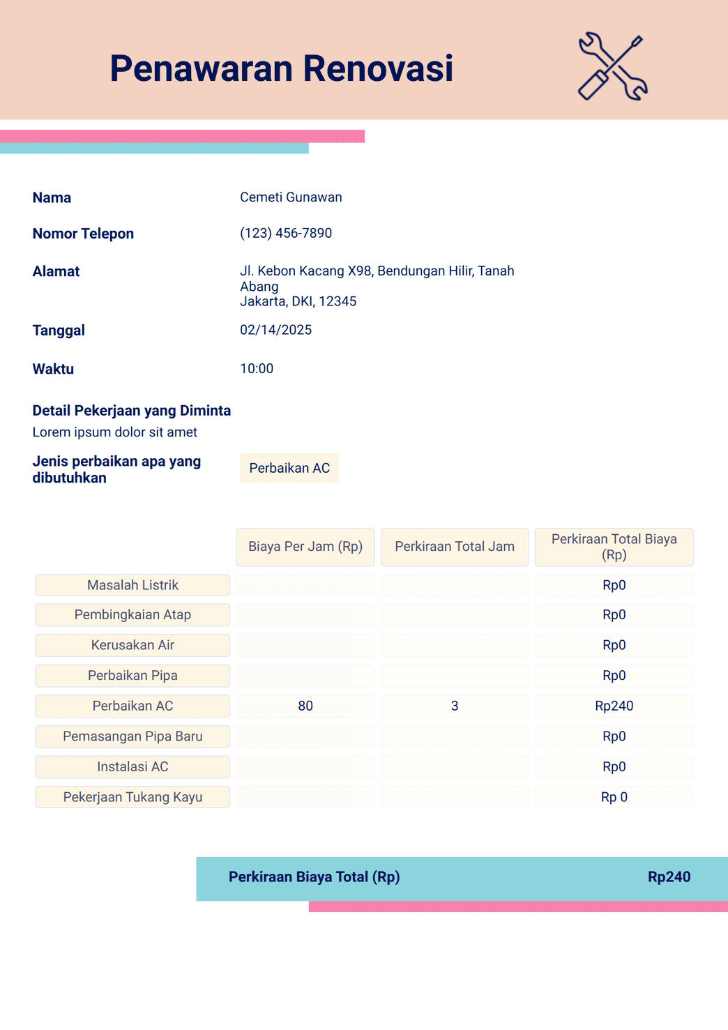 Templat Penawaran Renovasi - Templat PDF | Jotform