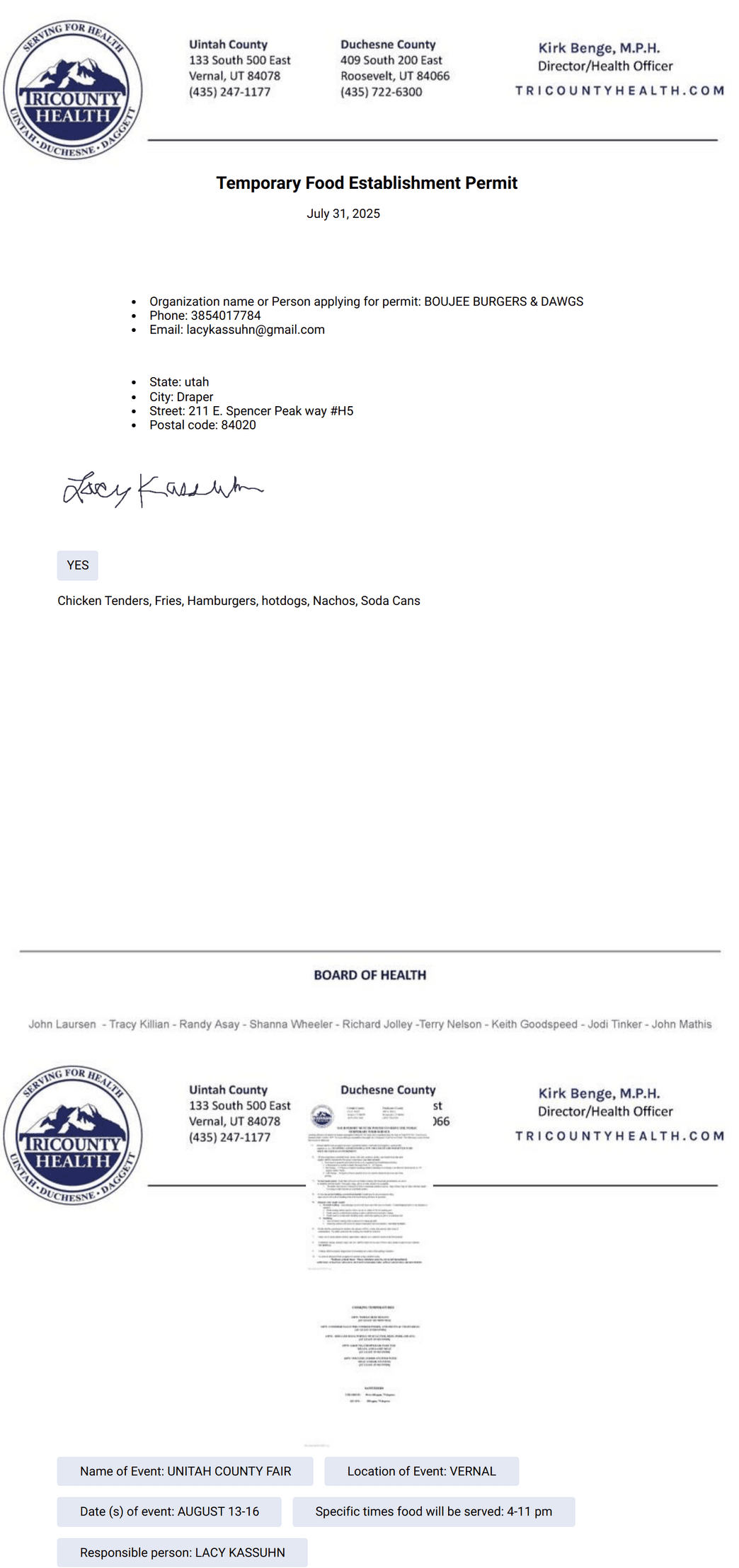 Temporary Food Establishment Permit PDF Template | Jotform