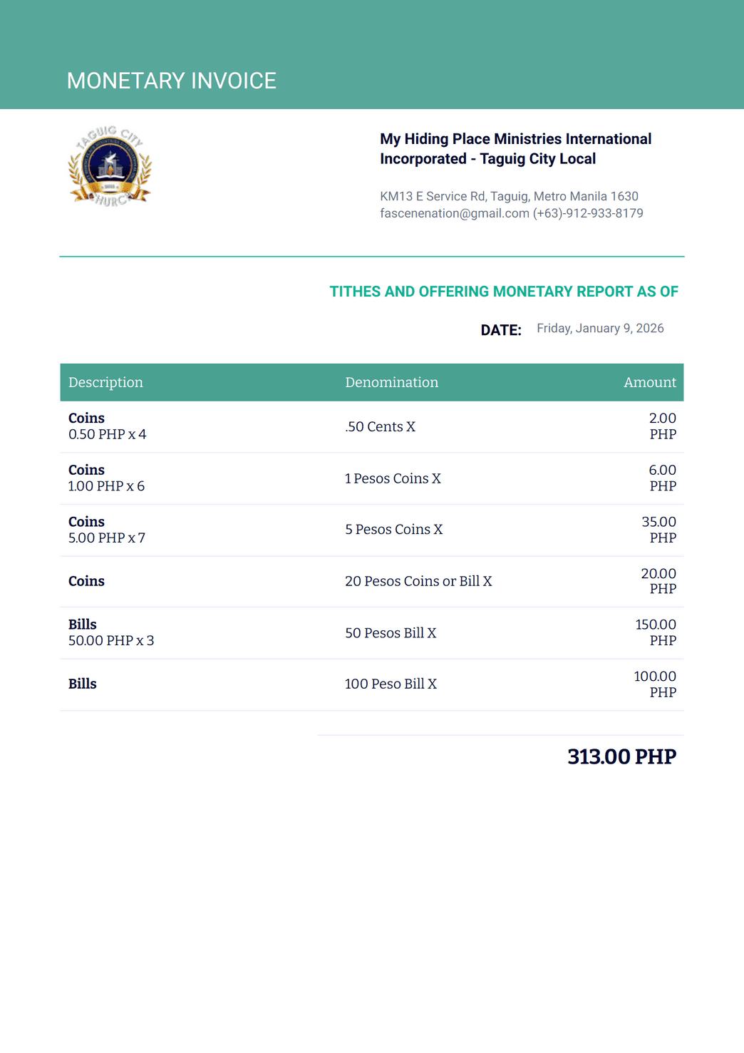 Tithes Template - PDF Templates | Jotform