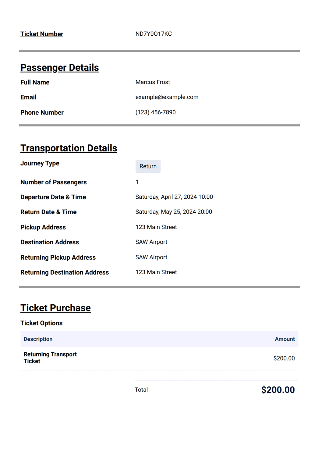 Tourist Transport Ticket Template - PDF Templates | Jotform