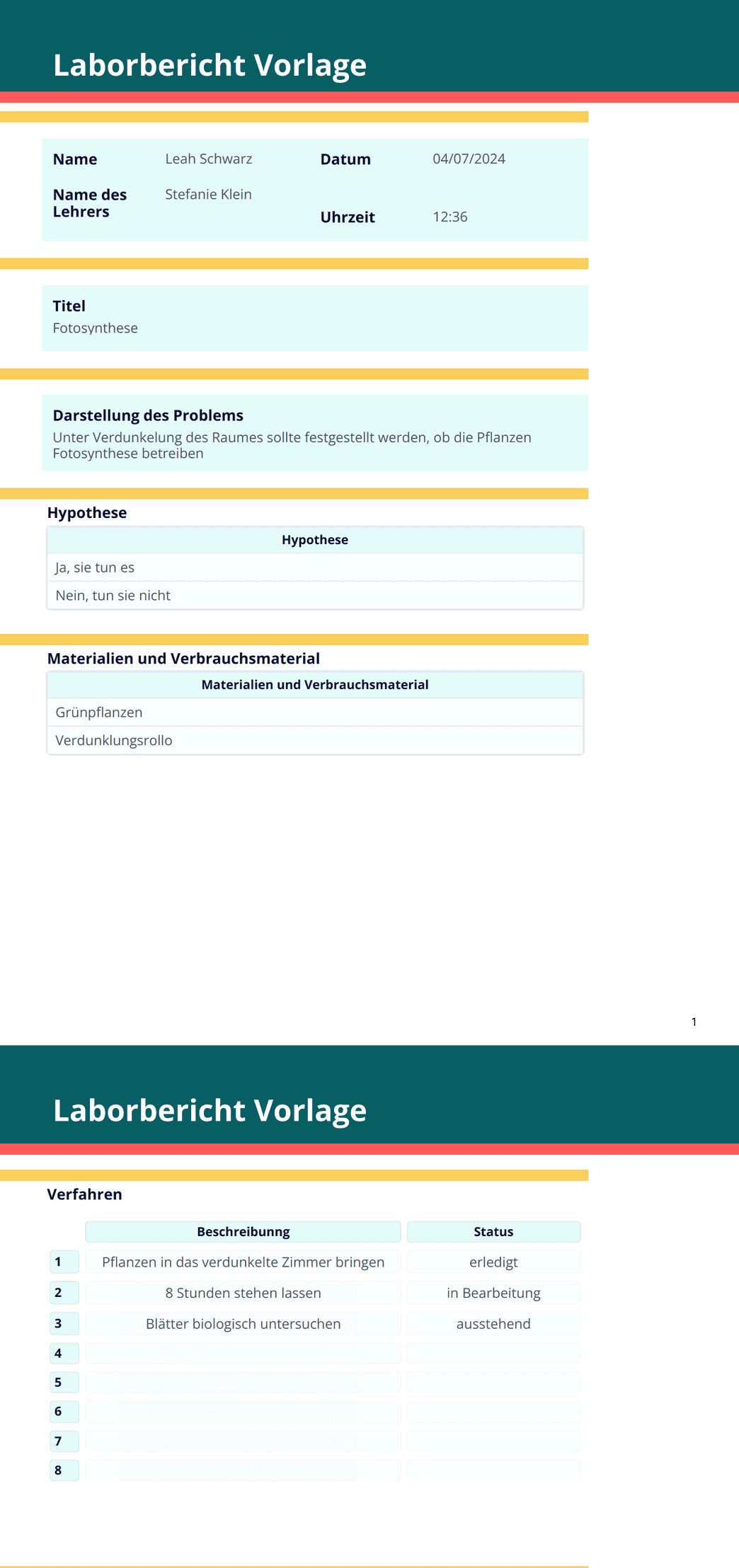 Vorlage für einen Laborbericht - PDF-Vorlagen | Jotform