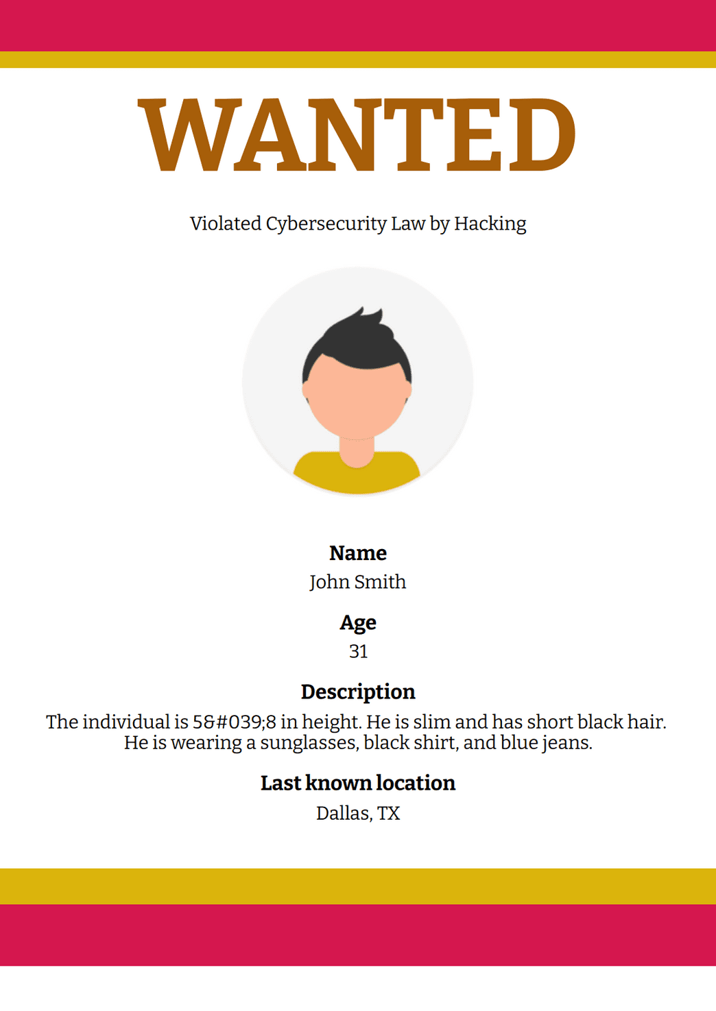 Wanted Poster Template - PDF Templates | Jotform