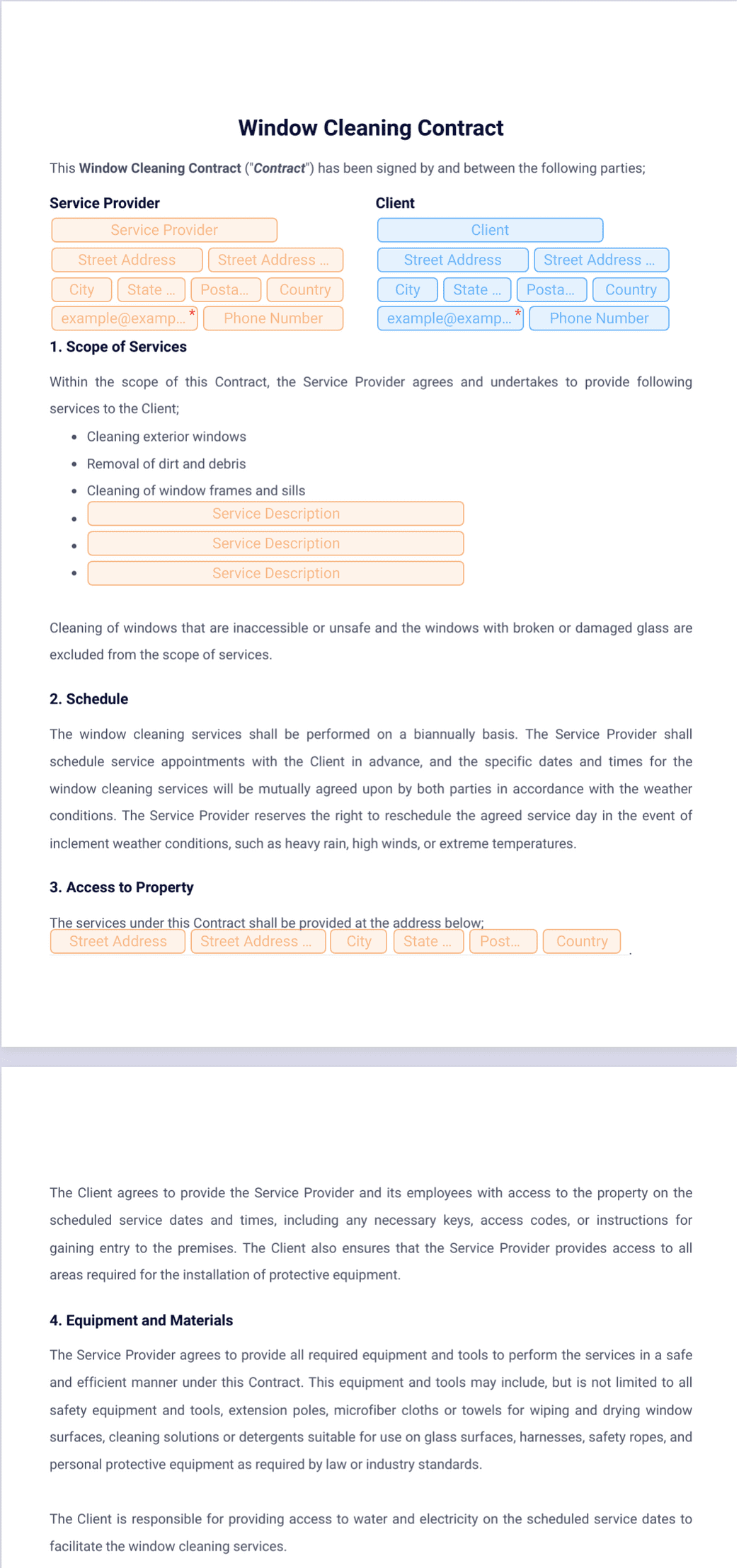 Window Cleaning Contract PDF Template | Jotform